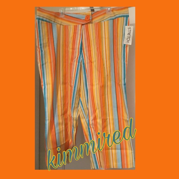 Pants & Jumpsuits | Colorful Striped Capriscropped Pants 22 Nwt | Poshmark